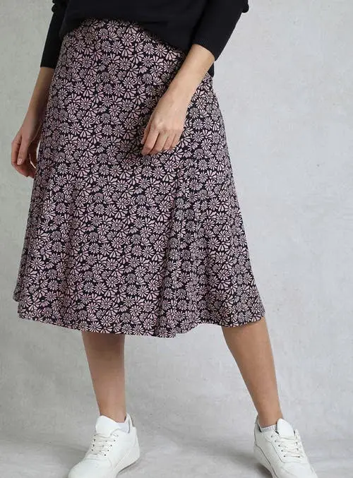WEIRD FISH Printed Jersey Midi Skirt - Tea Rose