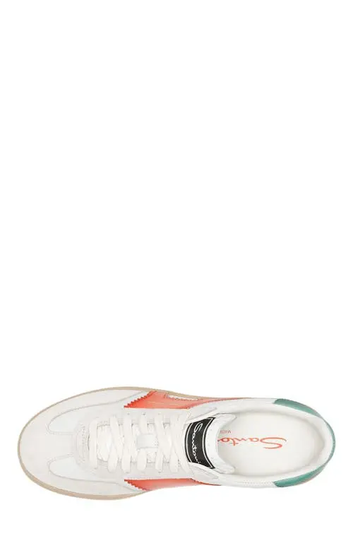 Santoni Leather And Suede Dbs Oly Sneaker - White/ Orange