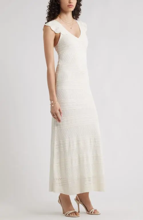 Chelsea28 Pointelle Flutter Maxi Sweater Dress In Ivory Pristine - 69% Off  | Editorialist