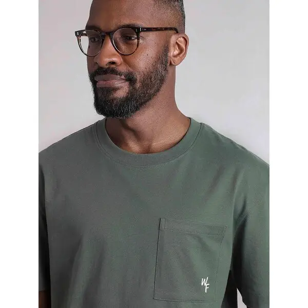 WEIRD FISH Keaton Super Soft Pocket T-shirt - Army Green
