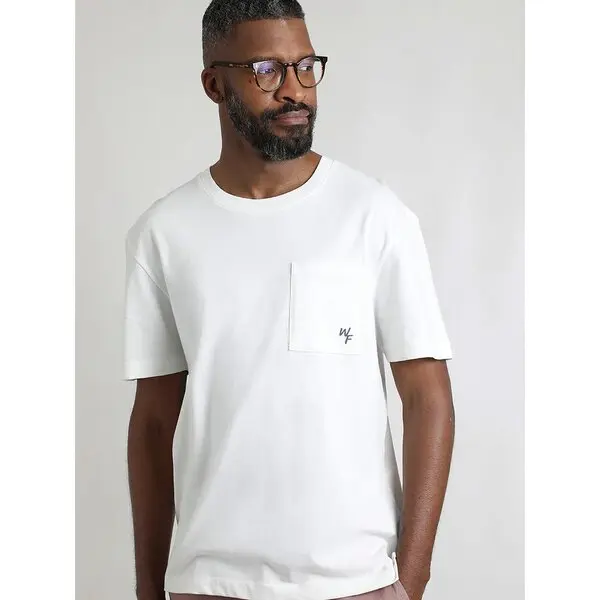 WEIRD FISH Keaton Super Soft Pocket T-shirt - Light Cream