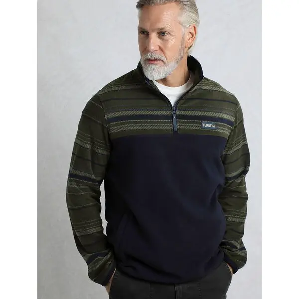 WEIRD FISH Gilbert 1/4 Zip Striped Microfleece