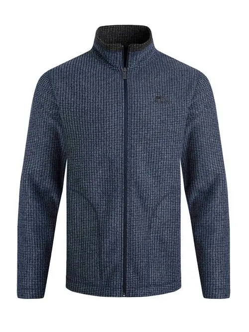 WEIRD FISH Shires Full Zip Grid Fleece - Navy