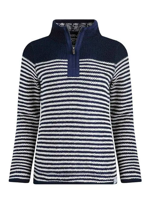 WEIRD FISH 1/4 Zip Striped Macaroni Knit Top