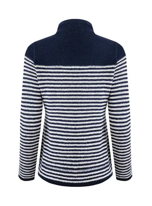WEIRD FISH 1/4 Zip Striped Macaroni Knit Top
