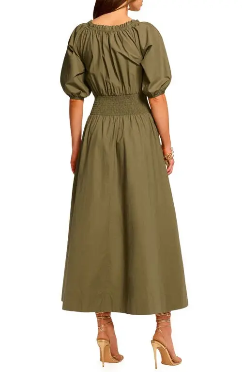 Ramy Brook Smocked Waist Front-Button Maxi Dress In Olive Green - 32% Off |  Editorialist