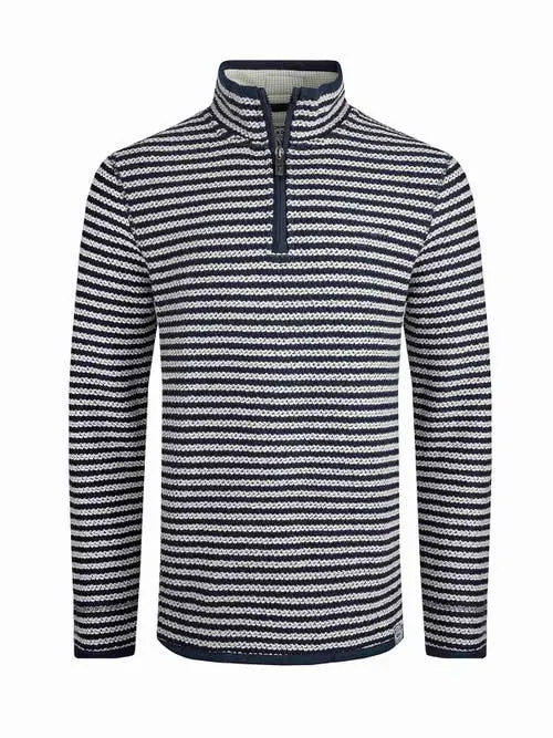 WEIRD FISH Shorling 1/4 Zip Striped Macaroni