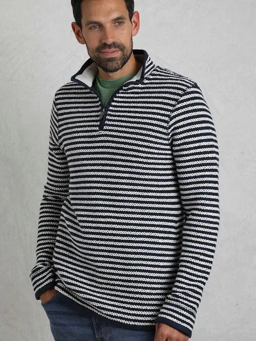 WEIRD FISH Shorling 1/4 Zip Striped Macaroni
