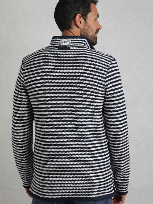 WEIRD FISH Shorling 1/4 Zip Striped Macaroni
