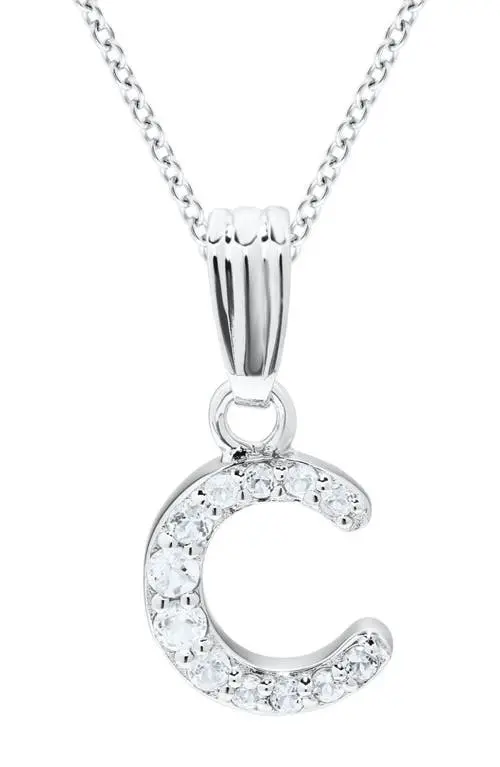 MIGNONETTE White Topaz Pavé Initial Pendant Necklace - Silver - C