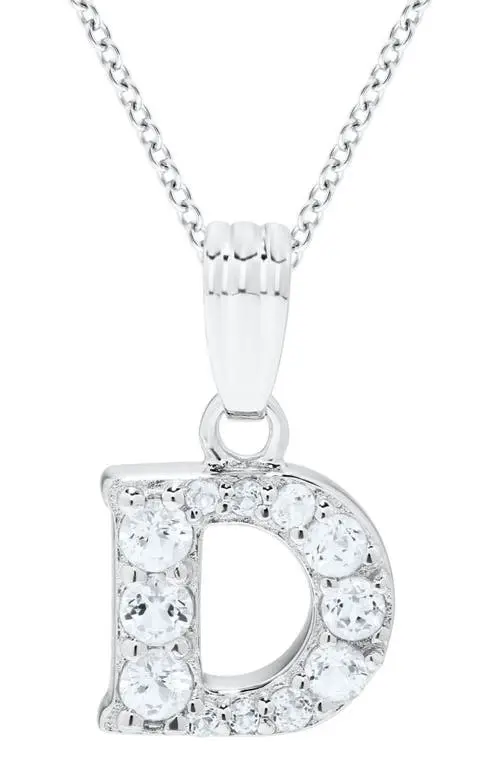 MIGNONETTE White Topaz Pavé Initial Pendant Necklace - Silver - D