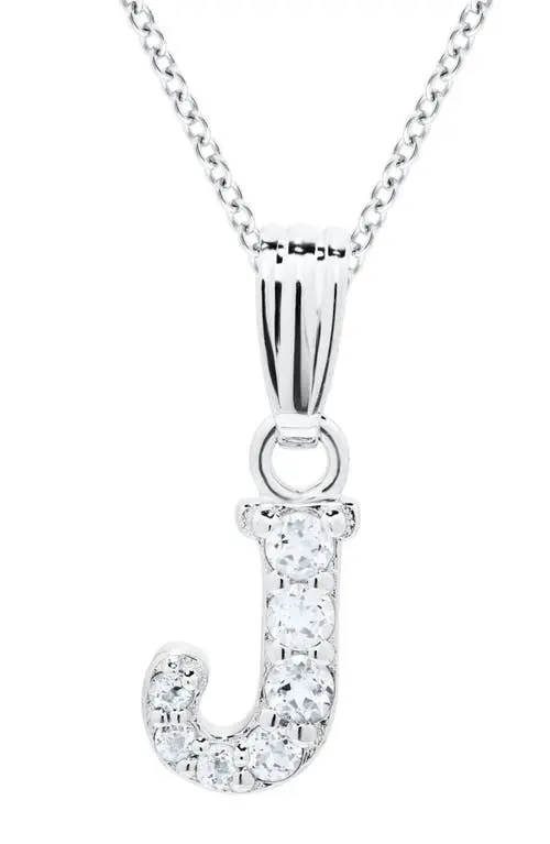 MIGNONETTE White Topaz Pavé Initial Pendant Necklace - Silver - J