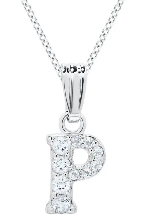 MIGNONETTE White Topaz Pavé Initial Pendant Necklace - Silver - P