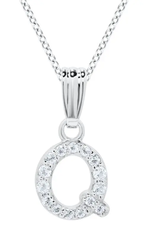 MIGNONETTE White Topaz Pavé Initial Pendant Necklace - Silver - Q