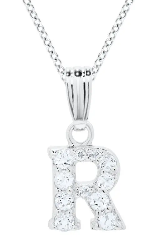 MIGNONETTE White Topaz Pavé Initial Pendant Necklace - Silver - R