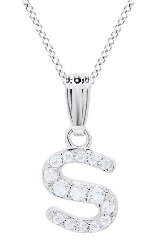 MIGNONETTE White Topaz Pavé Initial Pendant Necklace - Silver - S