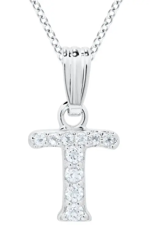 MIGNONETTE White Topaz Pavé Initial Pendant Necklace - Silver - T