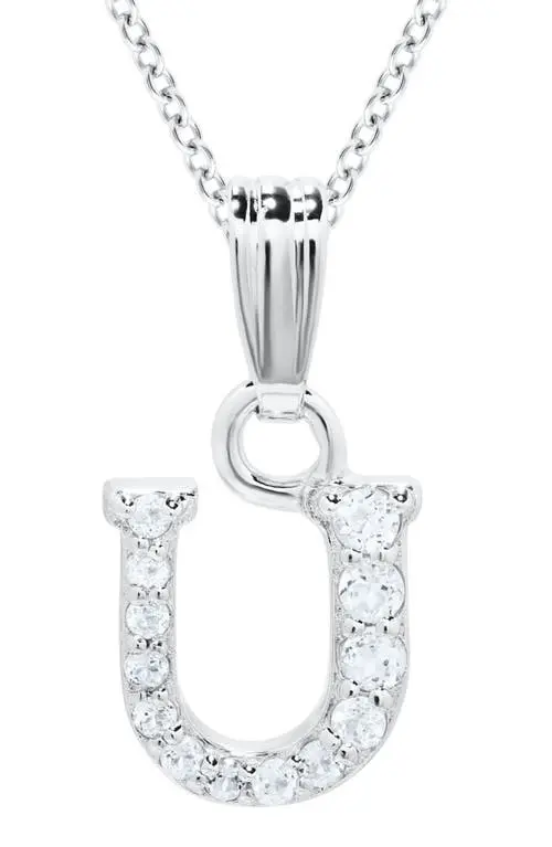 MIGNONETTE White Topaz Pavé Initial Pendant Necklace - Silver - U
