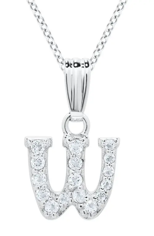 MIGNONETTE White Topaz Pavé Initial Pendant Necklace - Silver - W