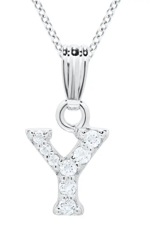 MIGNONETTE White Topaz Pavé Initial Pendant Necklace - Silver - Y