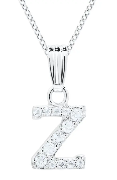 MIGNONETTE White Topaz Pavé Initial Pendant Necklace - Silver -z