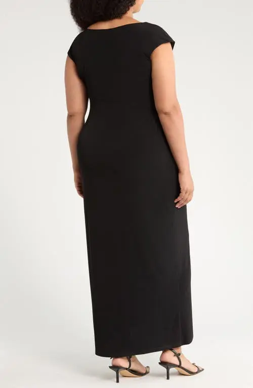 CONNECTED APPAREL Cap Sleeve Maxi Dress - Black