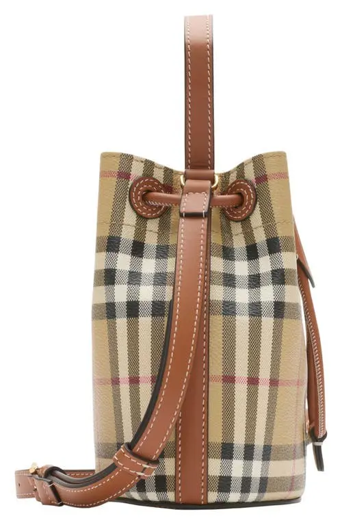 Burberry Mini Check Bucket Bag - Vintage Check/ Briar Brown