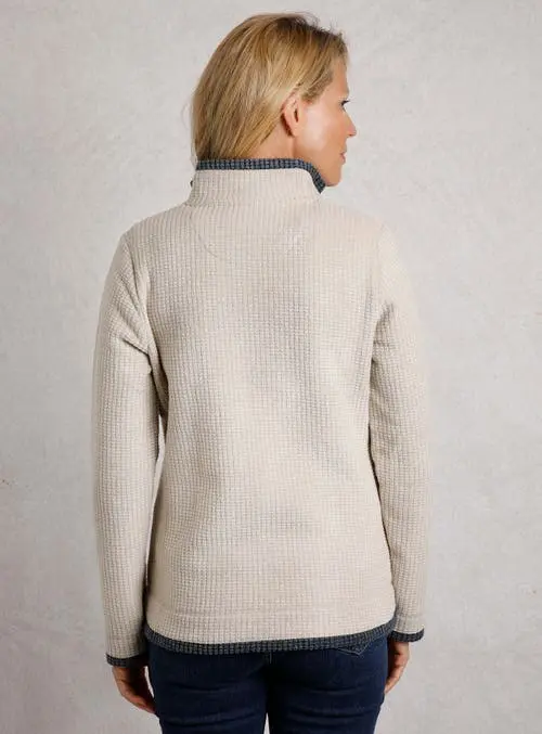 WEIRD FISH Beye 1/4 Zip Grid Fleece - Ecru