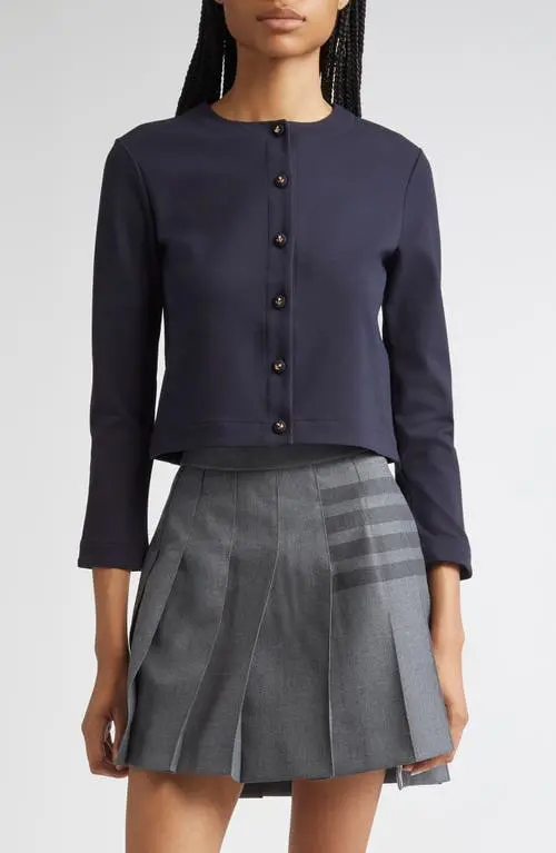 Thom Browne Crewneck Cardigan With Anchor Embossed Buttons