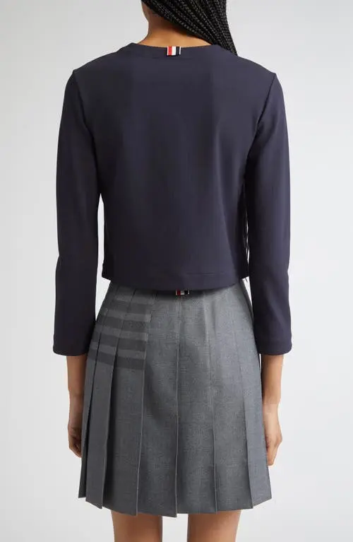 Thom Browne Crewneck Cardigan With Anchor Embossed Buttons