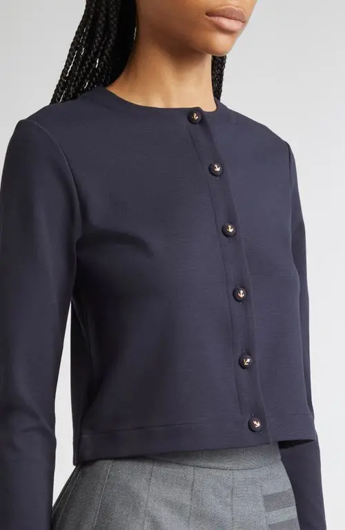 Thom Browne Crewneck Cardigan With Anchor Embossed Buttons
