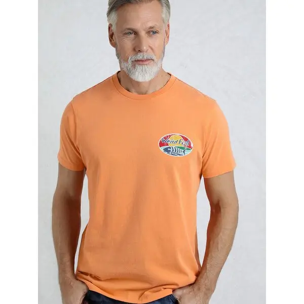 WEIRD FISH Land And Sea Back Print Graphic T-shirt - Pumpkin