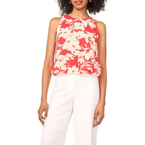 Vince Camuto Floral Bubble Hem Tank