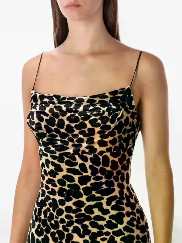 Balmain Leopard-print Velvet Midi Dress - Neutrals
