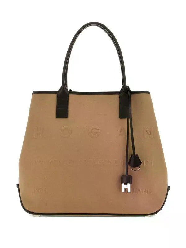 Hogan Medium Script Tote Bag - Neutrals