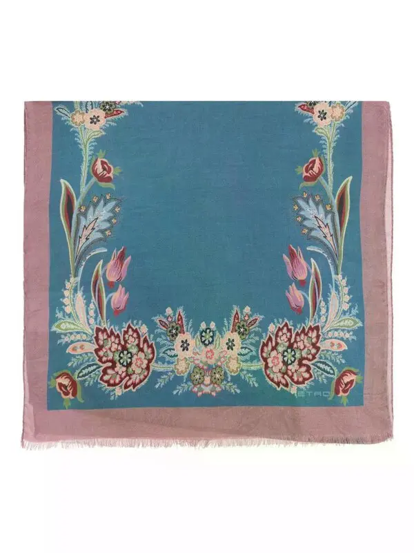 Etro Floral-print Scarf - Blue