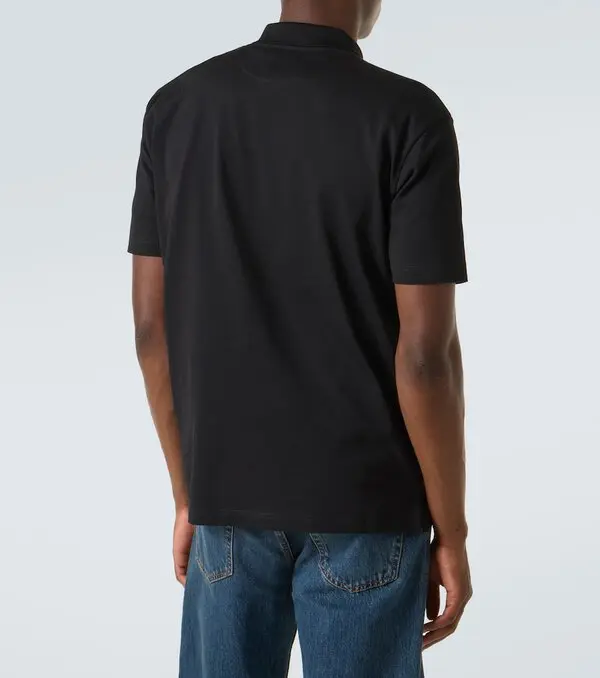 Prada Re-nylon-trimmed Cotton Piqué Polo Shirt - Black