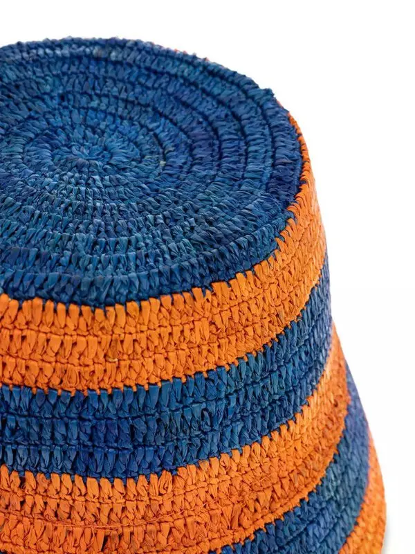 Etro Striped Raffia Bucket Hat - Blue
