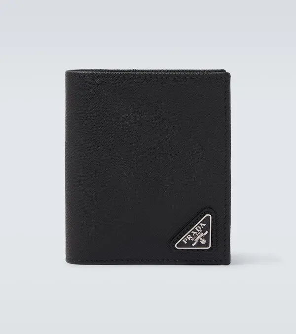 Prada Logo Saffiano Leather Wallet - Black