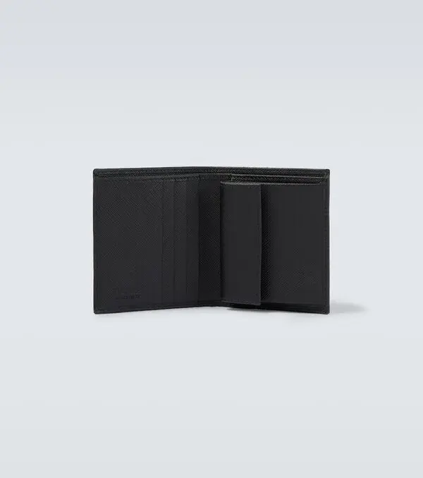 Prada Logo Saffiano Leather Wallet - Black