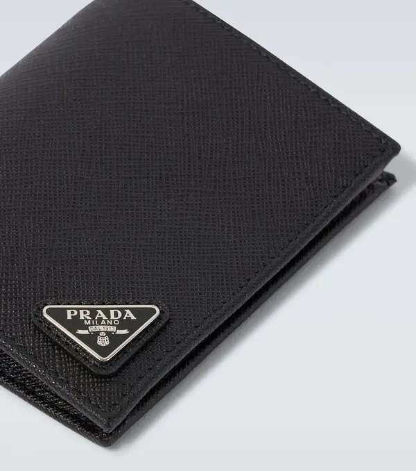 Prada Logo Saffiano Leather Wallet - Black