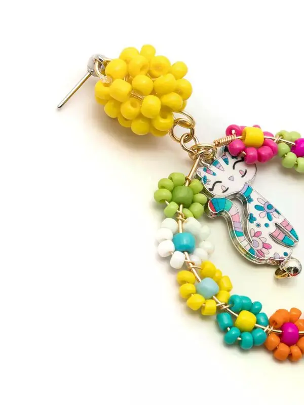 AMIR SLAMA Flower Cat-motif Drop Earrings