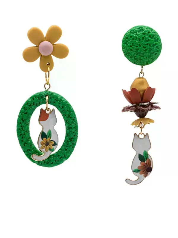 AMIR SLAMA Cat-motif Drop Earrings - Multicolour