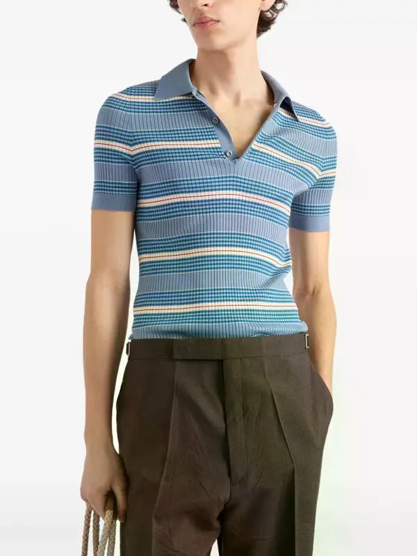 Prada Ribbed Cotton Polo Shirt
