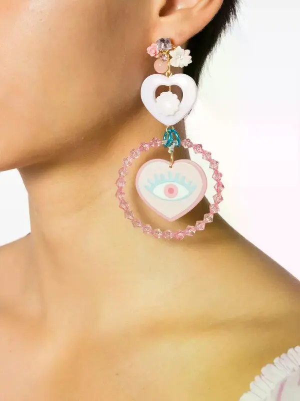 AMIR SLAMA Heart-charm Eye-motif Drop Earrings