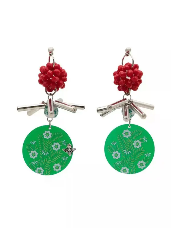 AMIR SLAMA BIJOUX Charm-appliqué Drop Earrings - Green