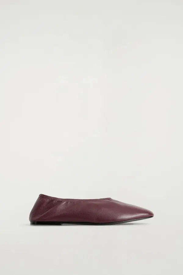 Cos Minimal Leather Ballet Flats - Red