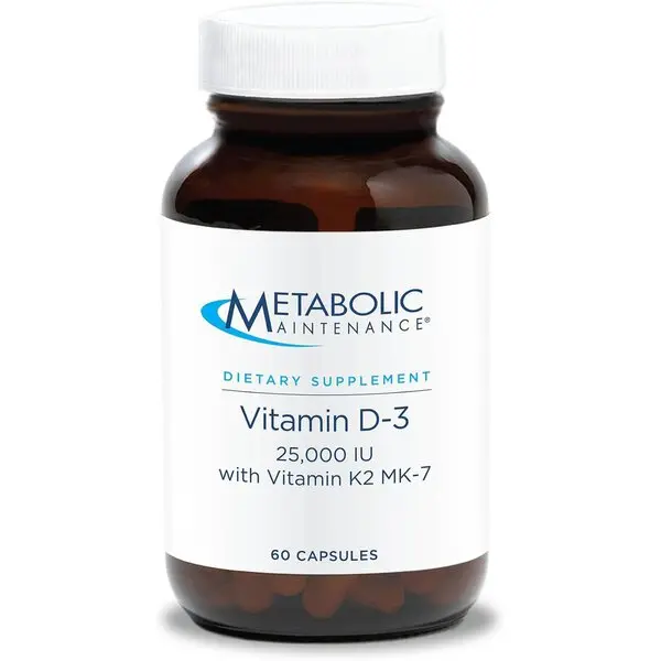 METABOLIC MAINTENANCE Vitamin D-3 25000 Iu W/ K2 Mk-7 60 Capsules - One-color