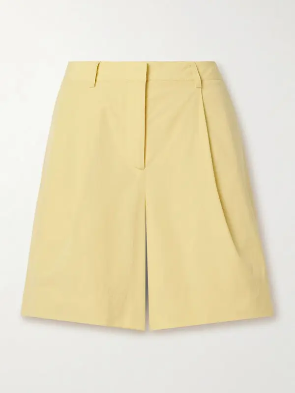 TWP Cisco Pleated Cotton-poplin Shorts