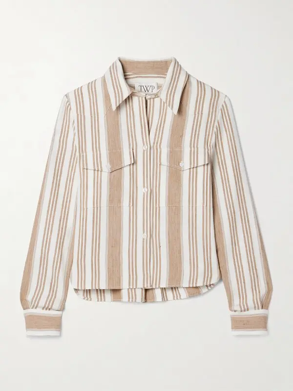 TWP Carter Striped Hemp Shirt - Neutrals